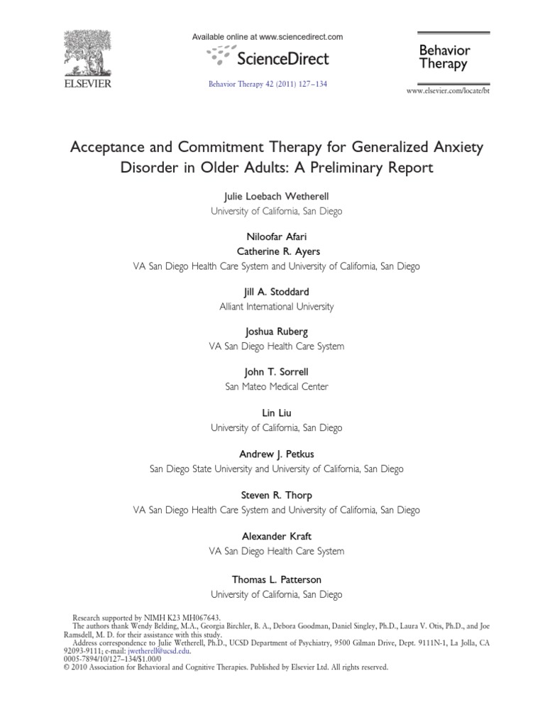 wetherell2011 | PDF | Cognitive Behavioral Therapy | Generalized ...