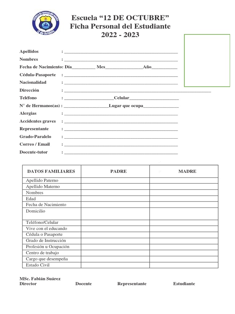 22-23 Ficha del estudiante | PDF