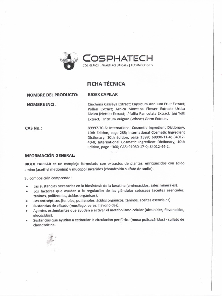 BioEx Capilar (Restauración) - TDS (Cosphatech) | PDF