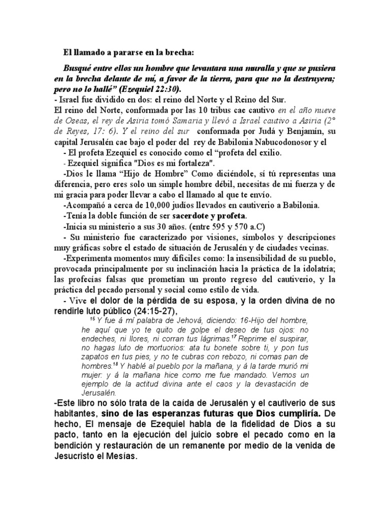 El Llamado A Pararse En La Brecha Pdf Ezequiel