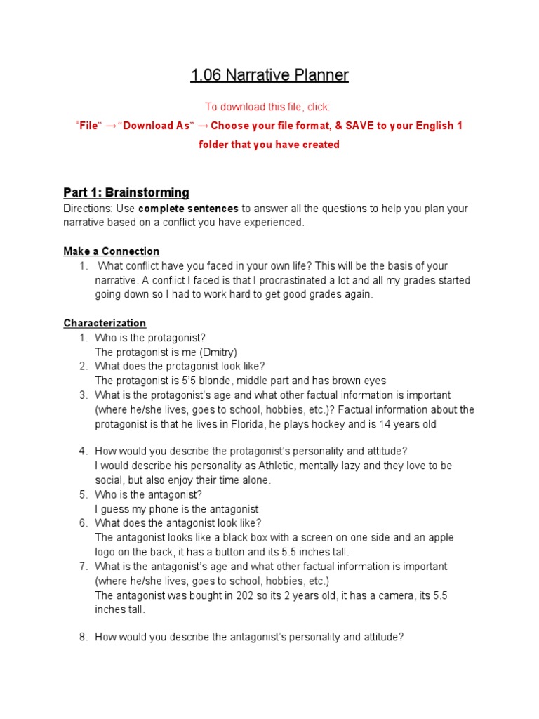 1.06 Narrative Planner | PDF | Narration