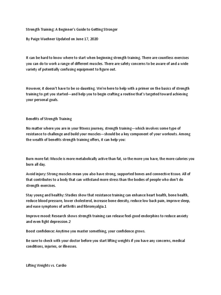 Strength Training Pdf Strength Training Weight Training