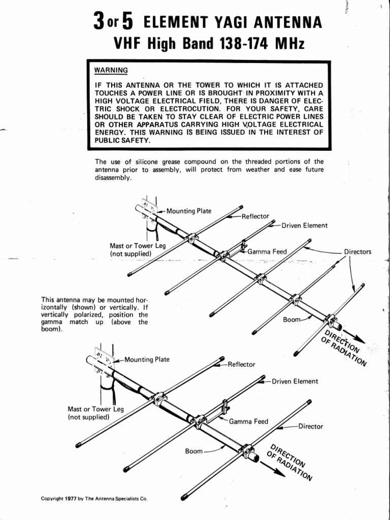 Antenna Specialist VHF Yagi 3 5el User | PDF | Antenna (Radio ...