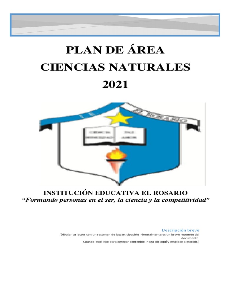 Plande Areade C.naturales 20 | PDF | Conocimiento | Educación primaria