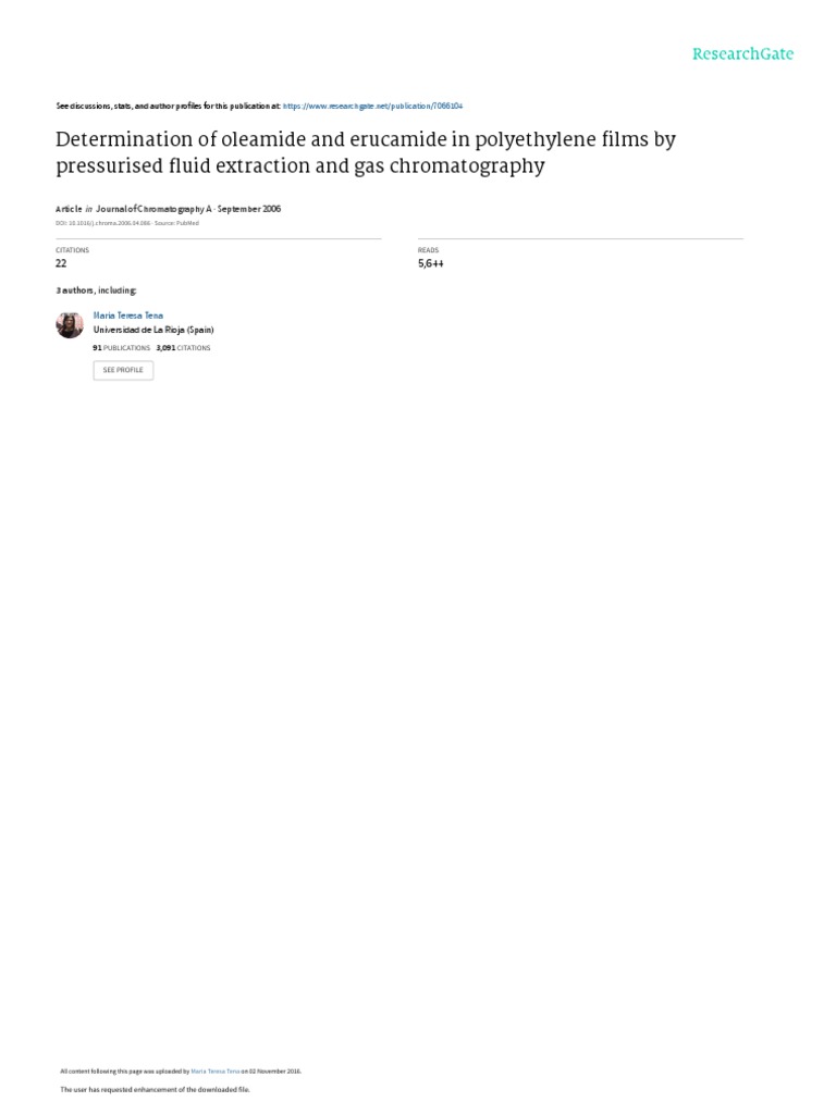 Determination of Oleamide and Erucamide in Poliethylebe Films by ...