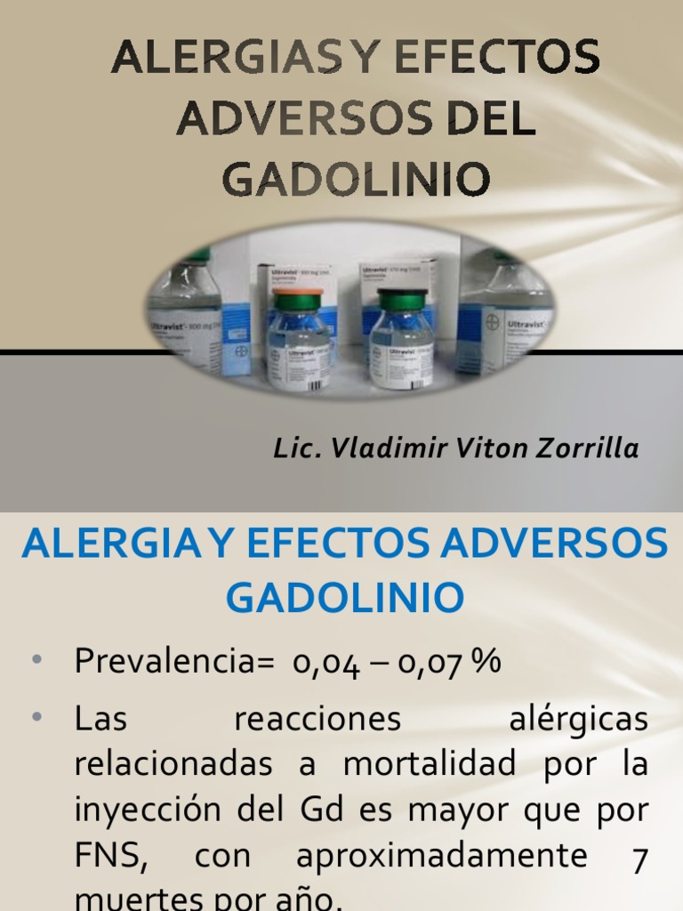 Alergias y Efectos Adversos Del Gadolinio | PDF | Imagen de resonancia magnética | Amamantamiento