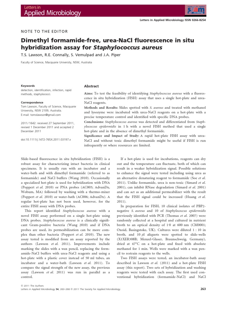 Dimethyl Formamide-Free, Urea-Nacl Fluorescence in Situ Hybridization ...