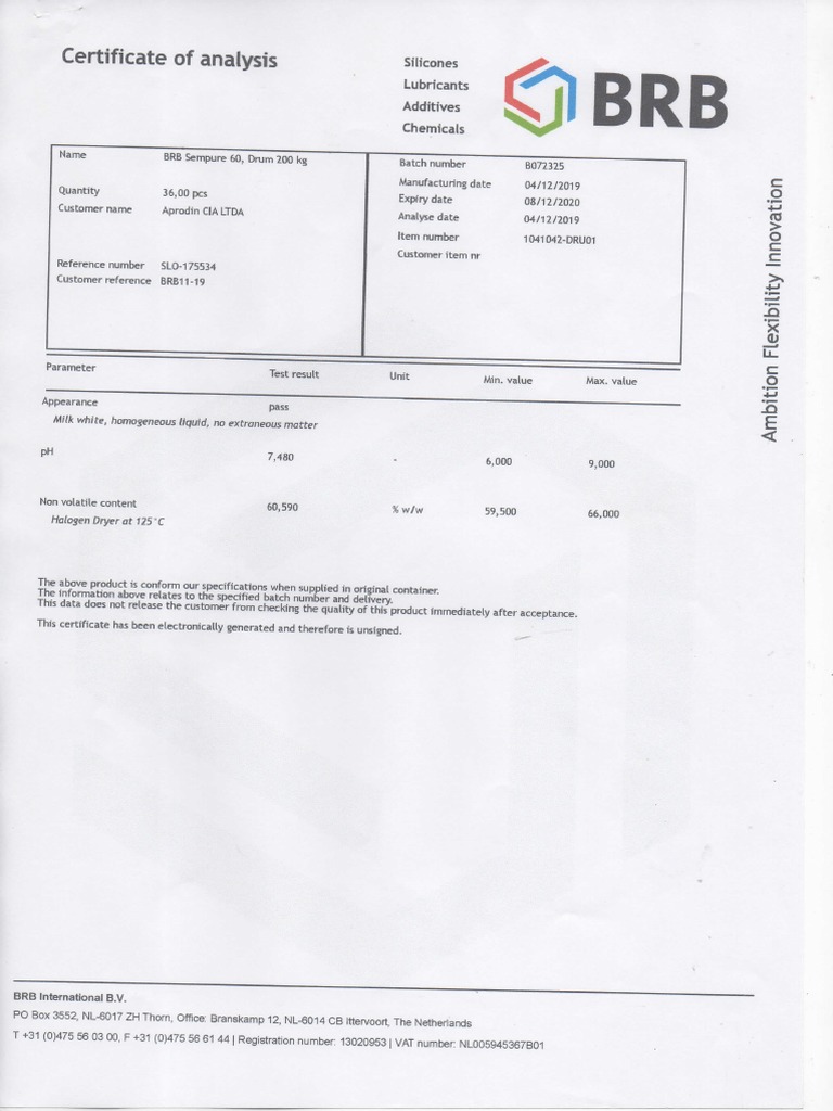Polidimetilsiloxano 60% o Emulsión de Silicona (BRB Sempure 60) - TDS ...