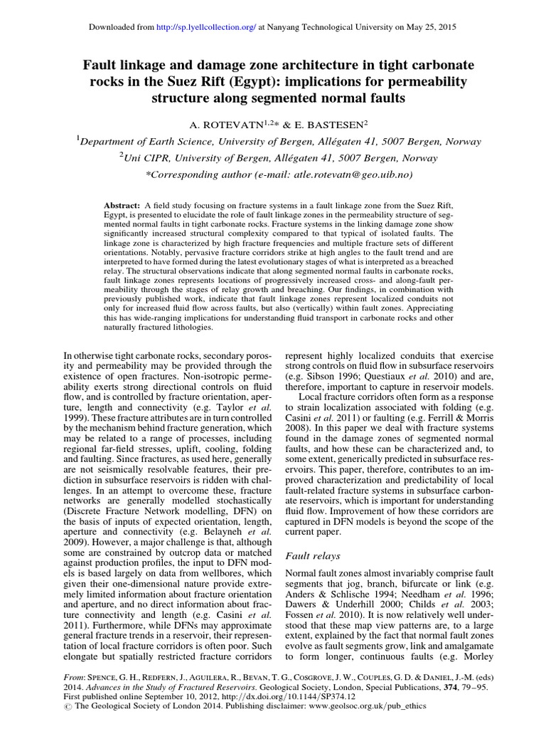 Fault Linkage and Damage Zone Architecture in Tight Carbonate | PDF ...