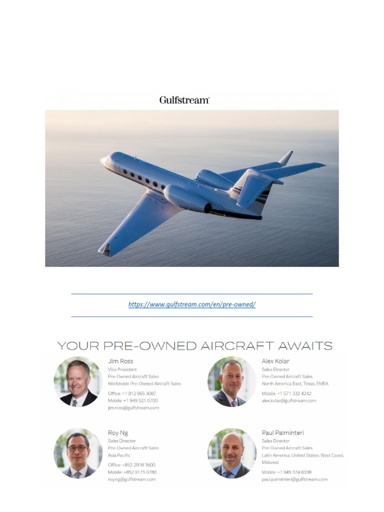 Gulfstream Pre-Owned Sample Aircraft Brochure | PDF | Flight Recorder ...