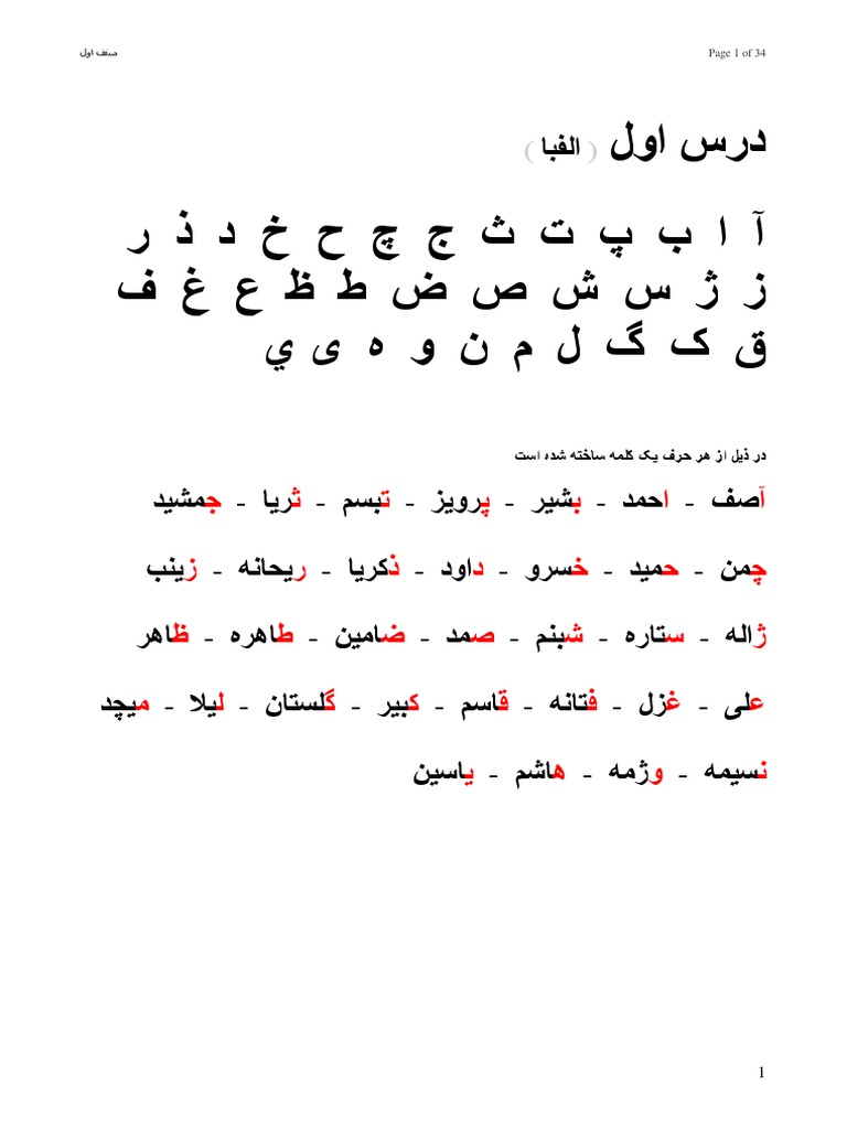 Dari Farsi Alphabets | PDF
