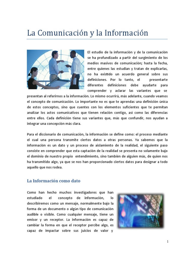 Definiciones de Comunicación e Información | PDF | Comunicación ...