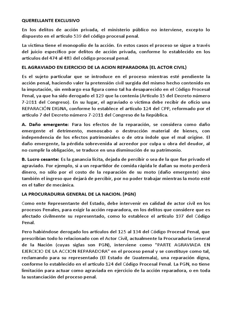 Querellante Exclusivo PDF Derecho Penal Victimologia