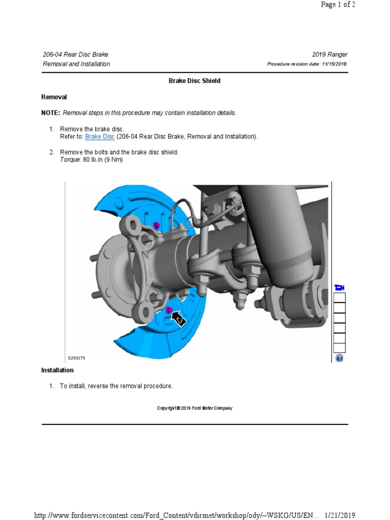 206-04 Rear Disc Brake - Removal and Installation - Brake Disc Shield ...