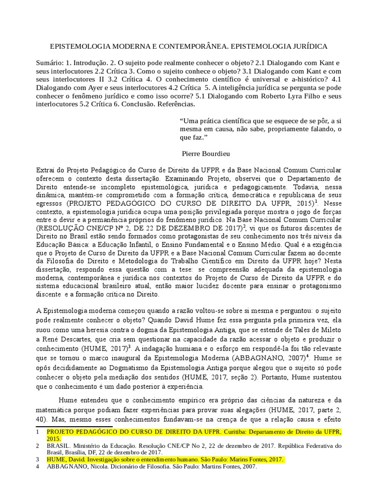 Epistemologia Moderna e Contemporânea. Epistemologia Jurídica | PDF ...