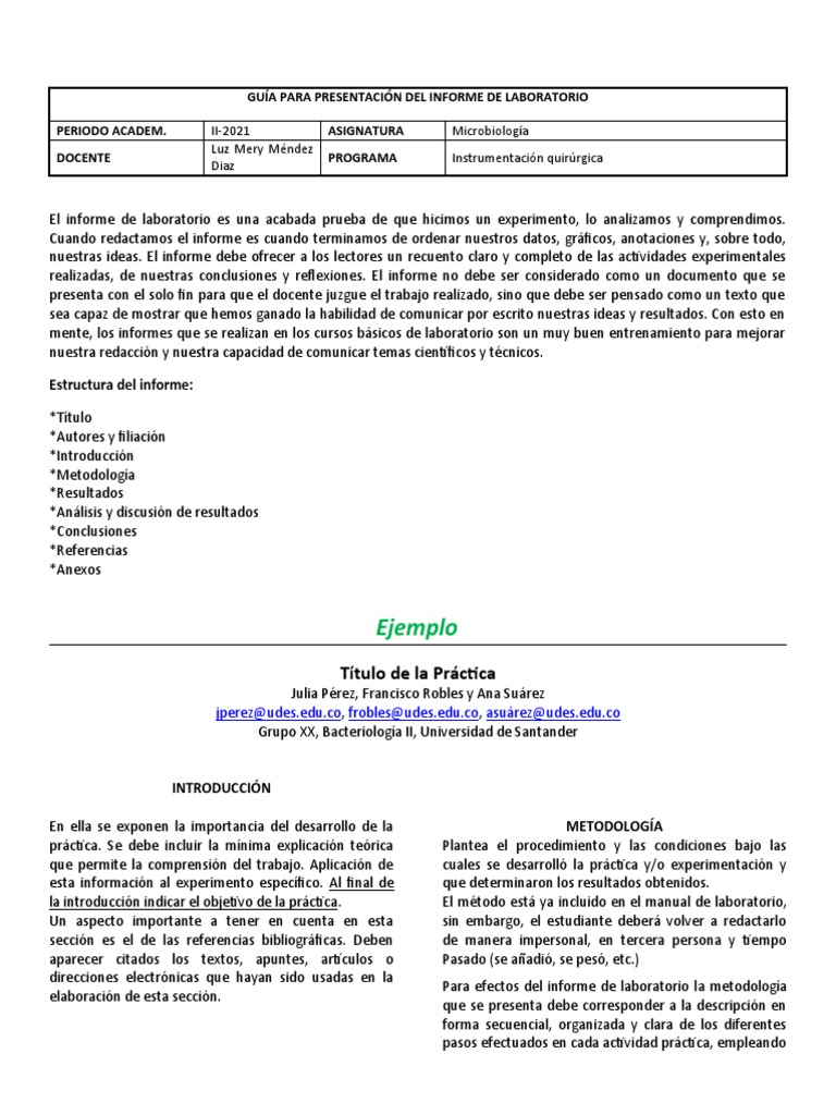 Formato Informe de Laboratorio - 2022-1 | PDF | Laboratorios | Experimentar