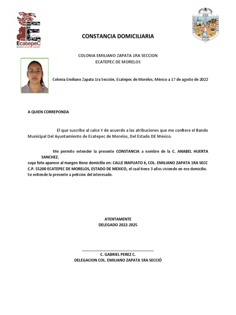 Constancia Domiciliaria | PDF