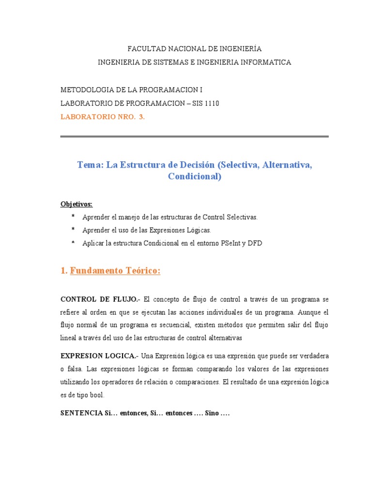 Estructuras de Decisión en Programación | PDF | Algoritmos | Programa ...