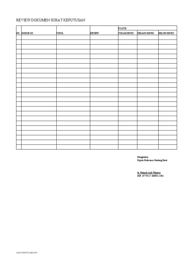Cm01 009 Form Review Dokumen | PDF