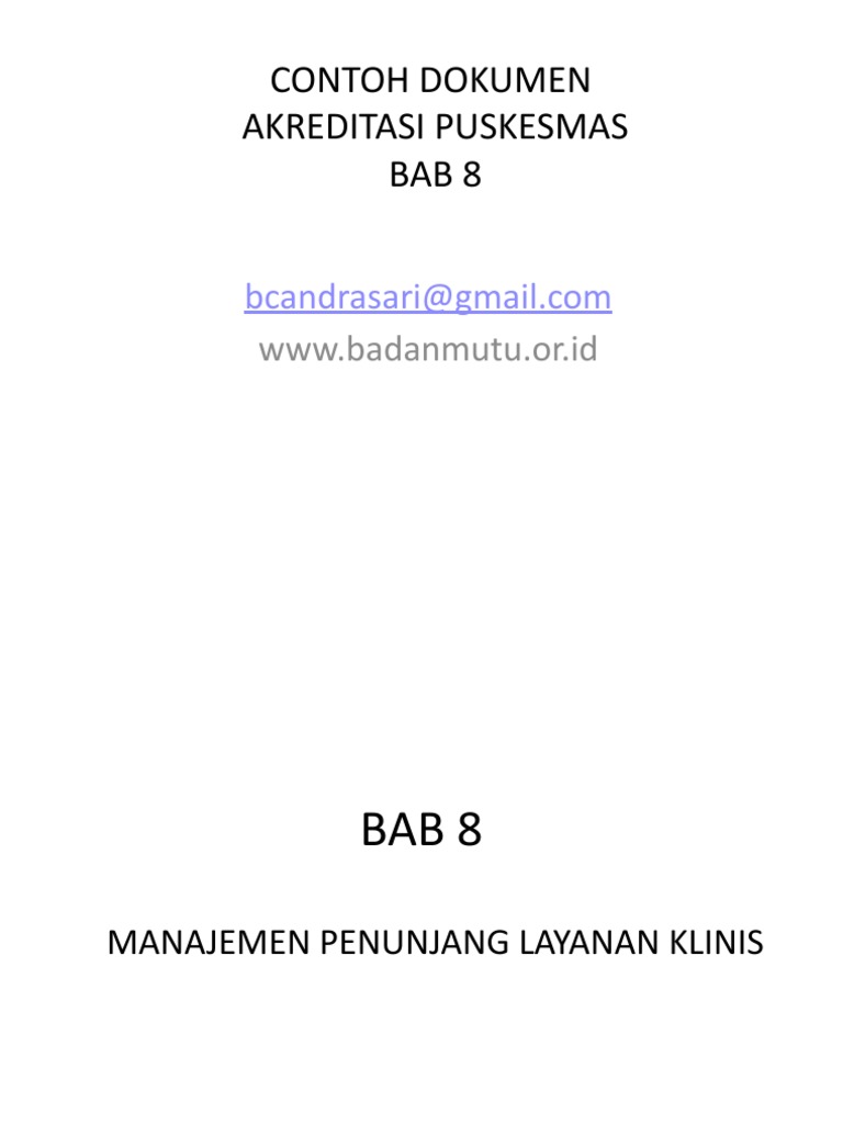 Bab 8 - Contoh Form Dokumen Akreditasi Puskesmas | PDF