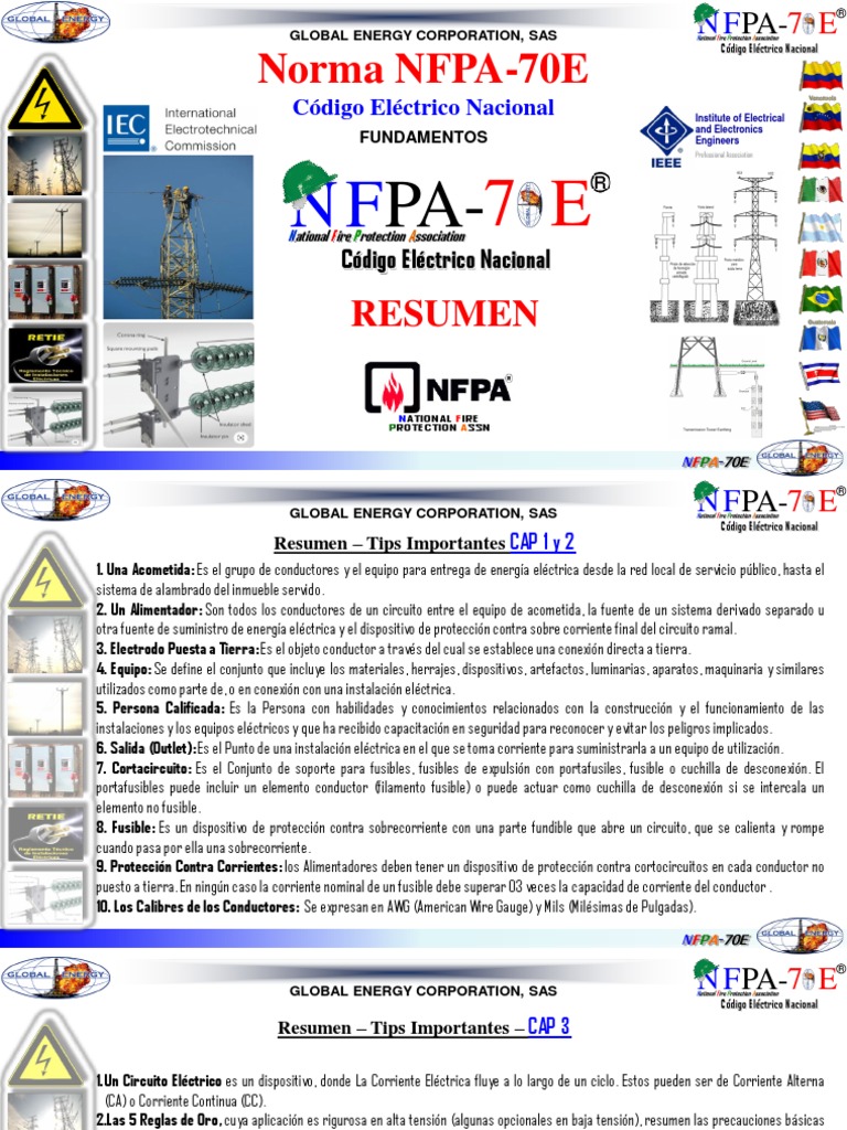 Guía NFPA 70E X Resumen | PDF | Ingenieria Eléctrica | Fusible (Eléctrico)