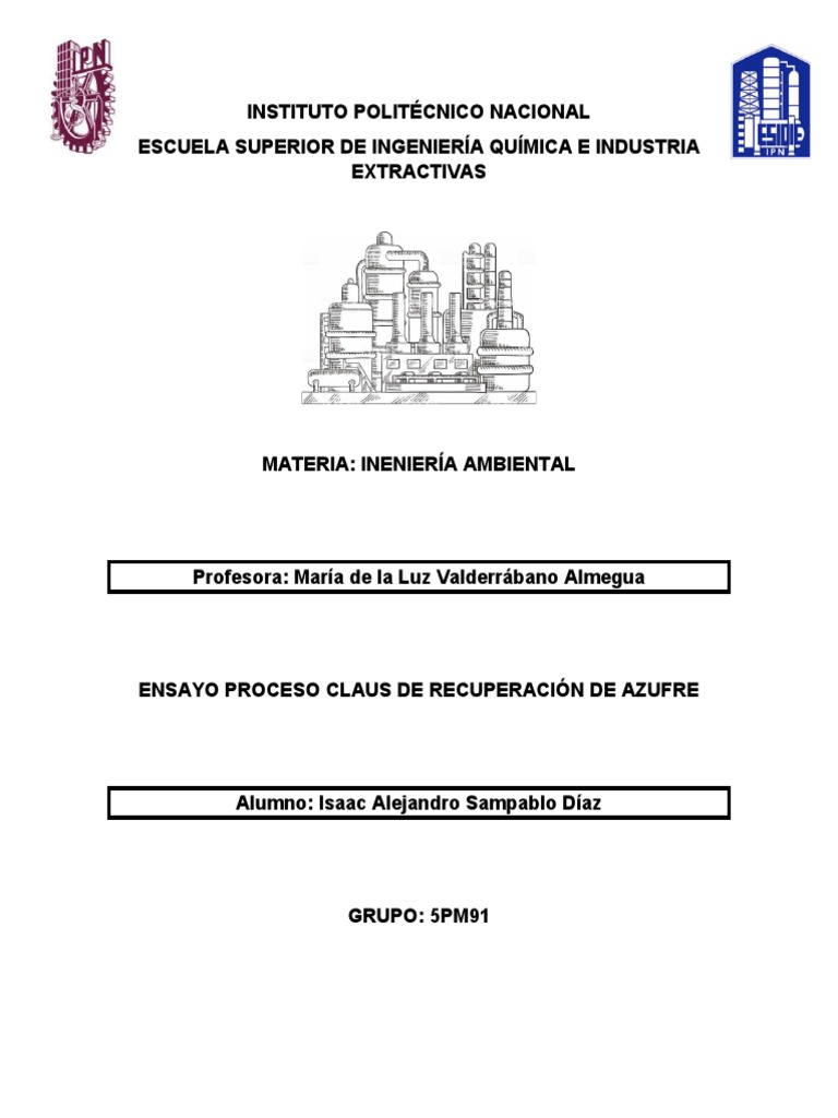 Ensayo Proceso Claus | PDF | Dióxido de azufre | Dióxido de carbono