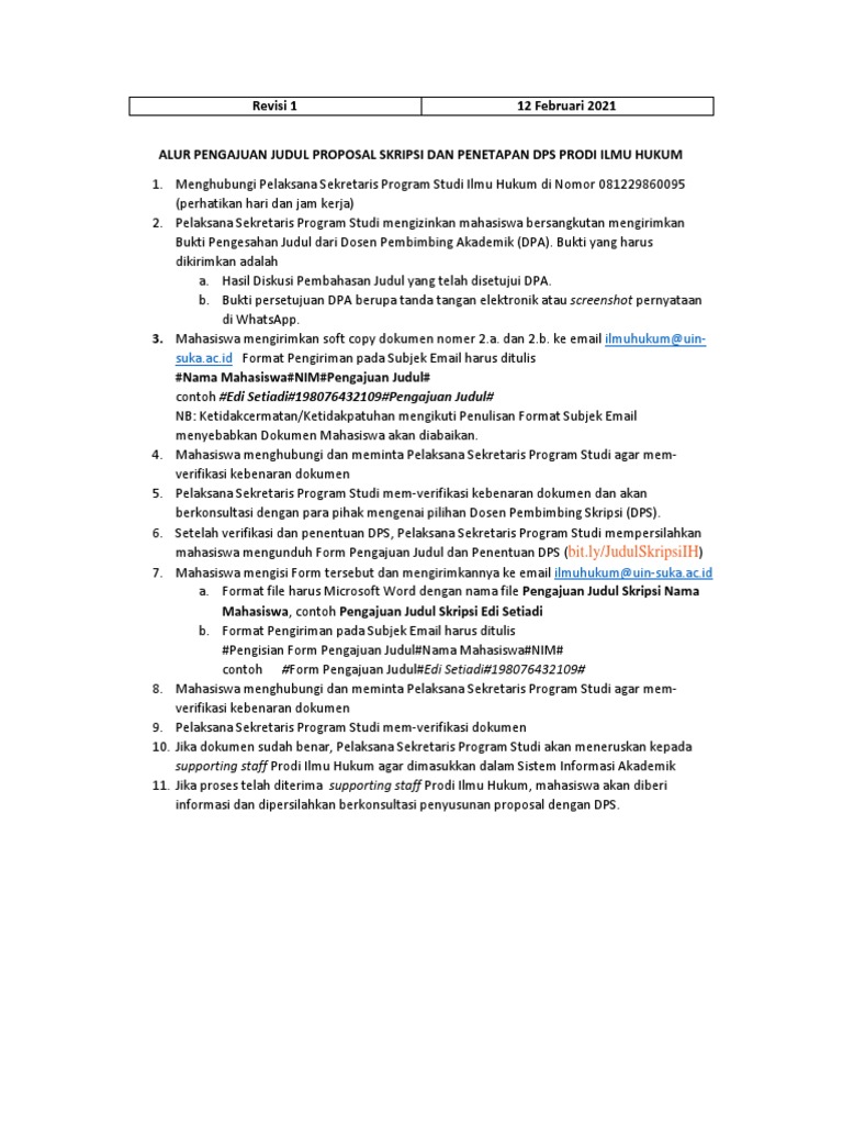 ALur Pengajuan Judul Dan Seminar Proposal Rev 1 | PDF