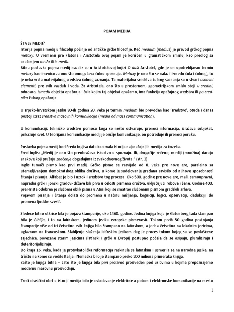 1 - Pojam Medija | PDF