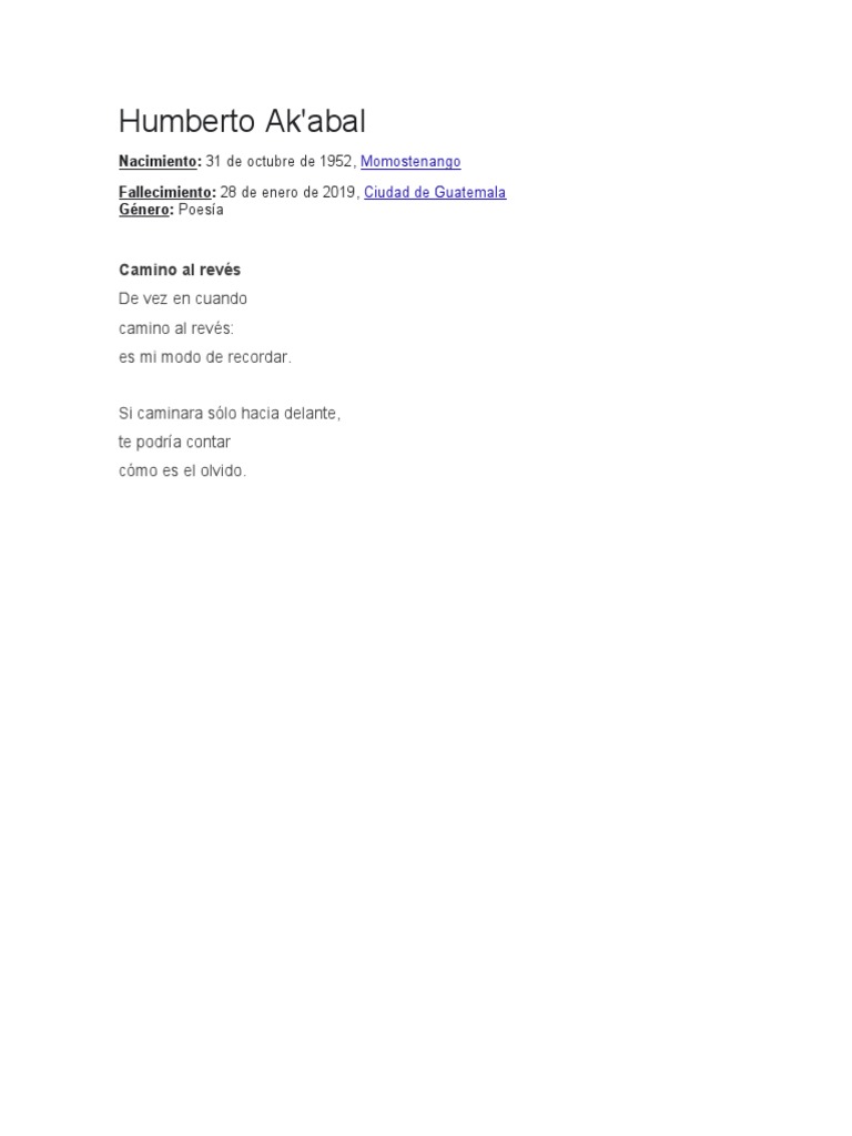 Poemas de Humberto Ak'abal | PDF