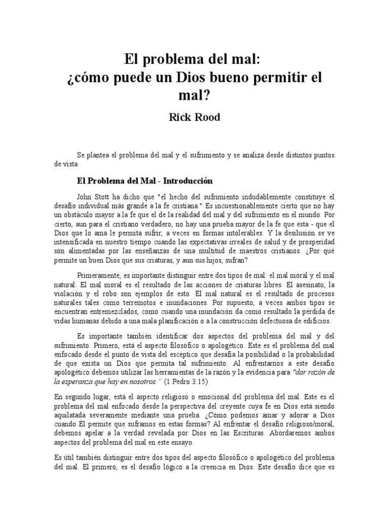El Problema Del Mal | PDF | Problema del mal | Mal