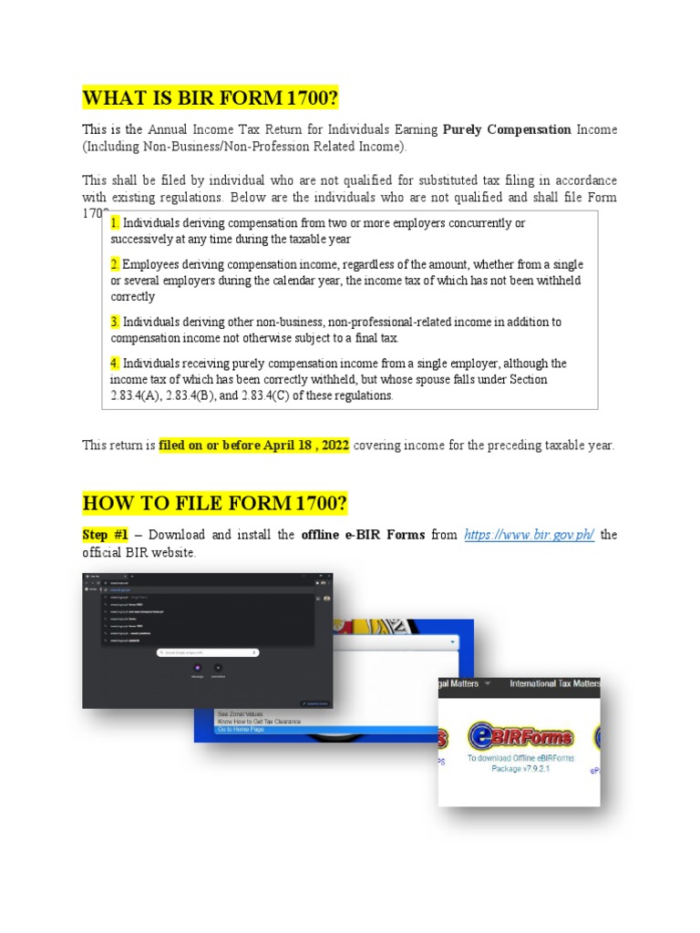 How to file BIR Form 1700 (Step-by-step process) | PDF | Taxes | Income Tax