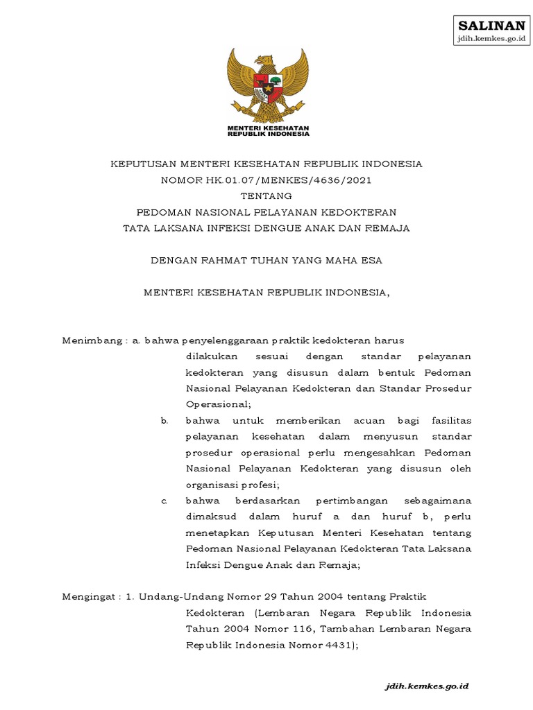 2021 PNPK Dengue Kemenkes | PDF
