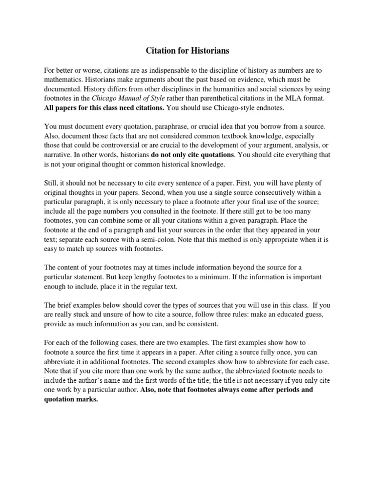 A Guide To Chicago Citation | PDF | Citation | Note (Typography)