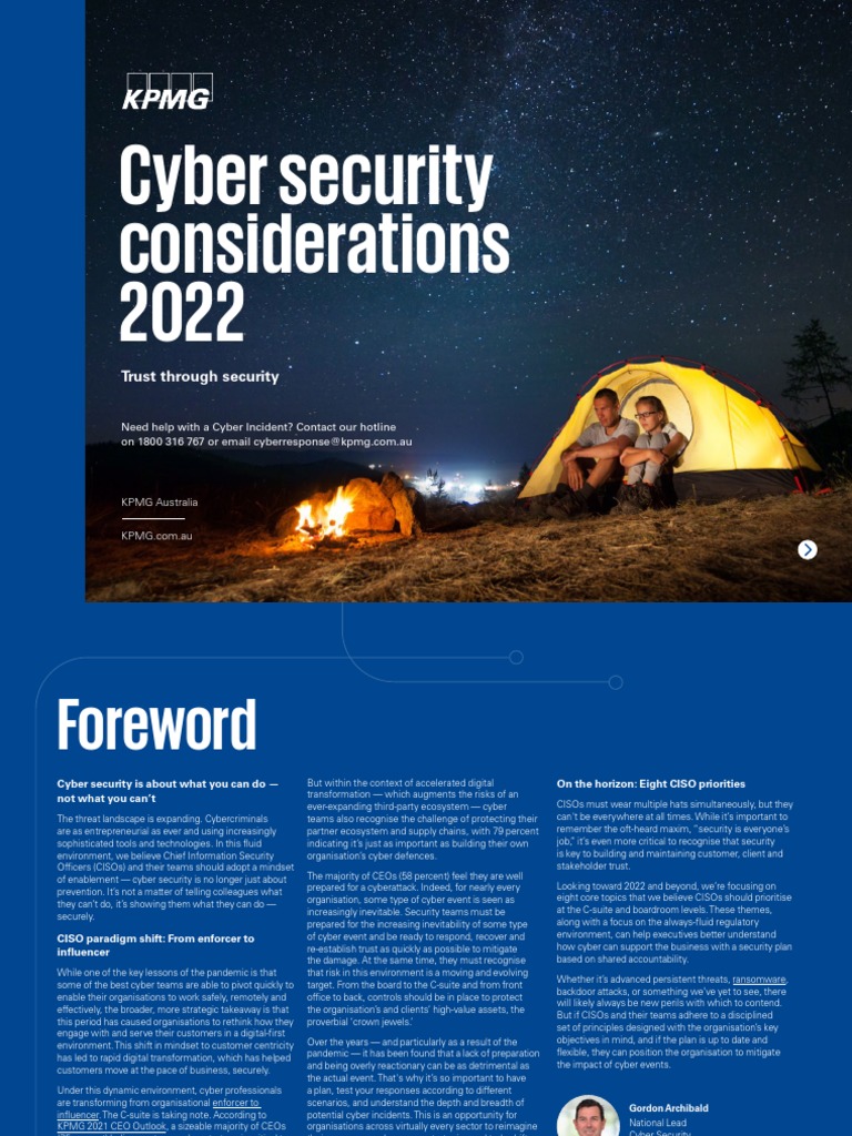 KPMG Cyber Security Considerations For 2022 - Trust Through Security | PDF | Security | Computer ...