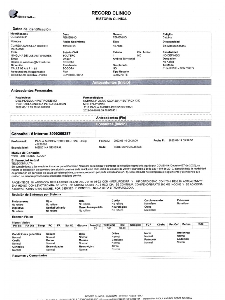 HisClinica (Agos 19 2022) | PDF