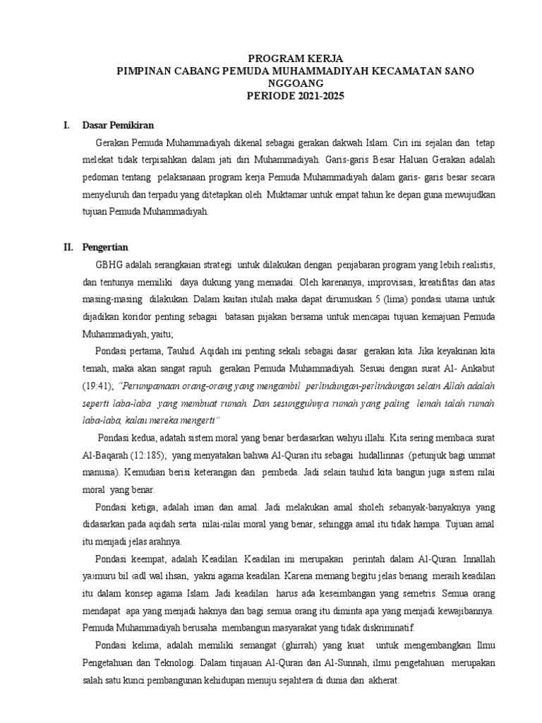 Program Kerja PCPM Kec. Sano Nggoang | PDF