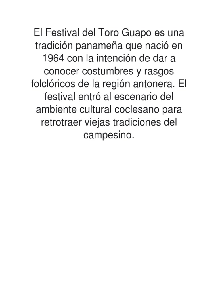 Historia Del Toro Guapo en Antón | PDF | Arte