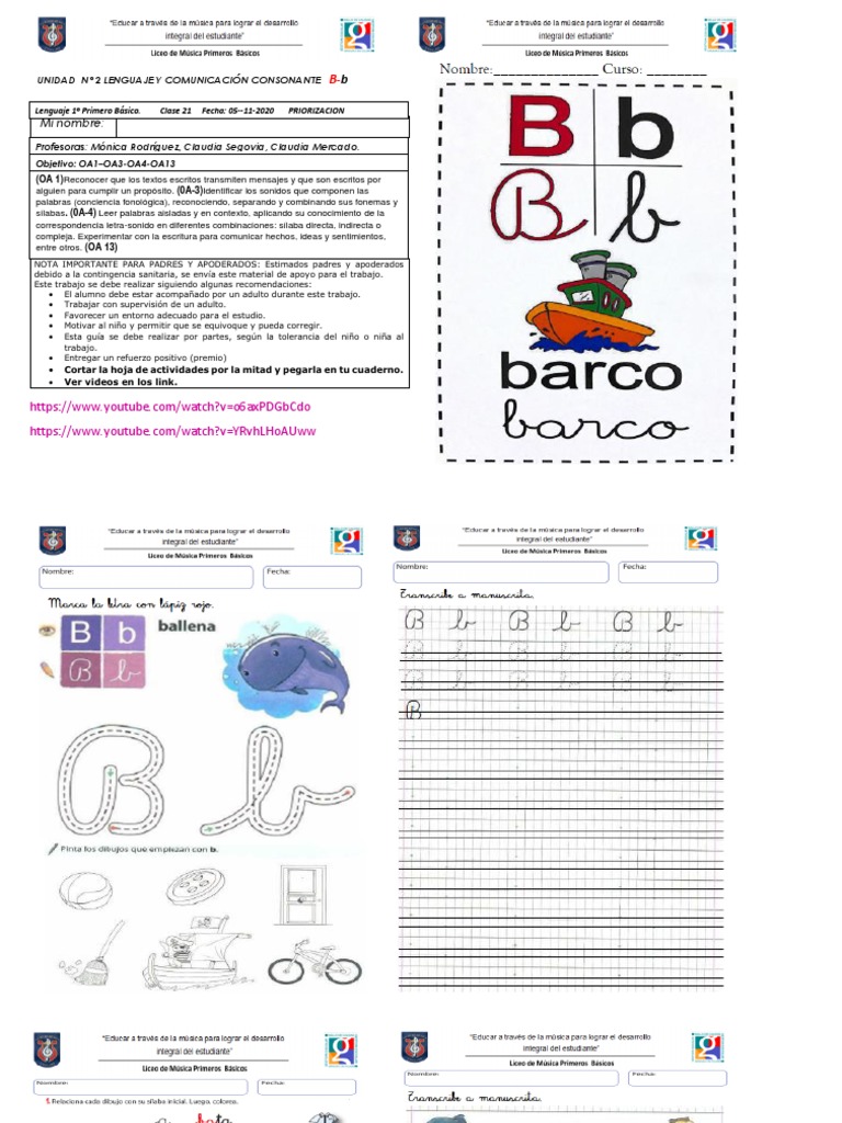 Letra B-B Clase 21 Lenguaje Primeros Básicos | PDF
