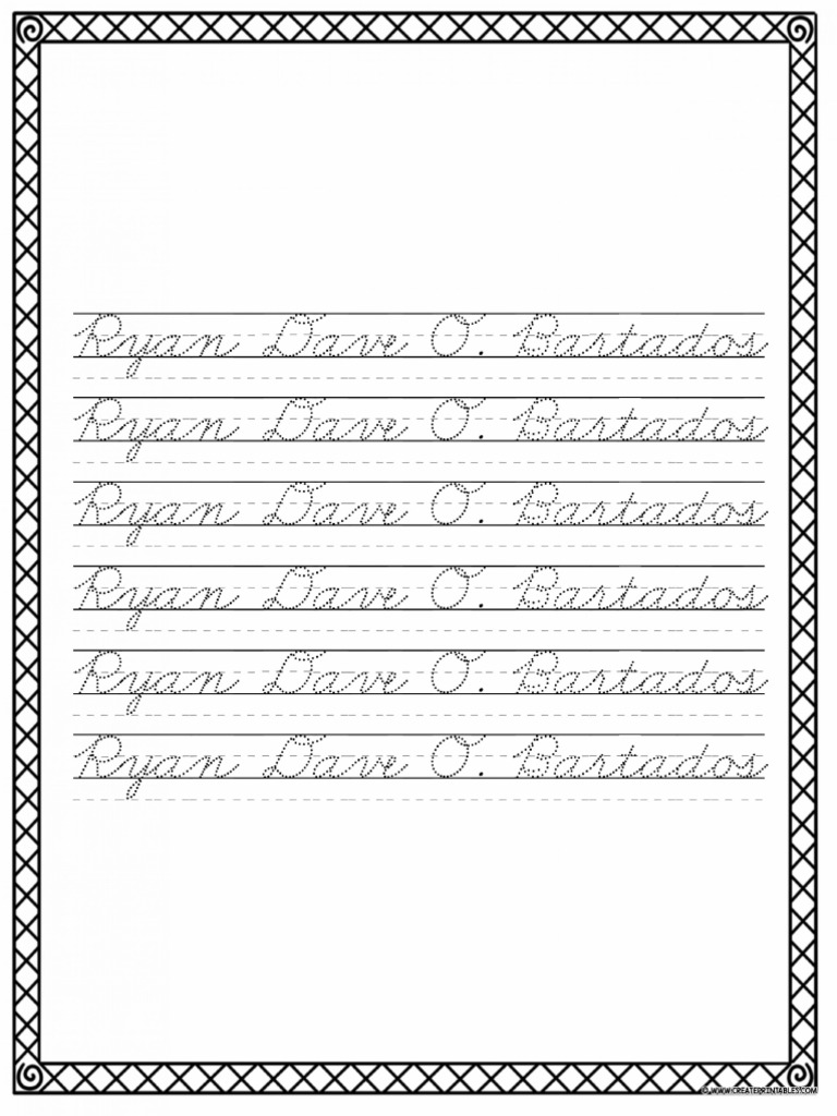 Cursive Name Tracing Worksheet-F231-42DE-121A | PDF