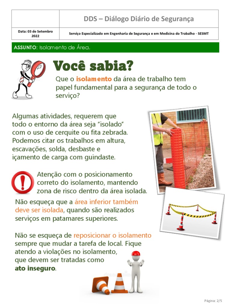 Importância do isolamento de área para a segurança no trabalho | PDF