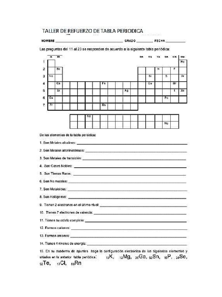 Tabla Periodica Actividades. | PDF