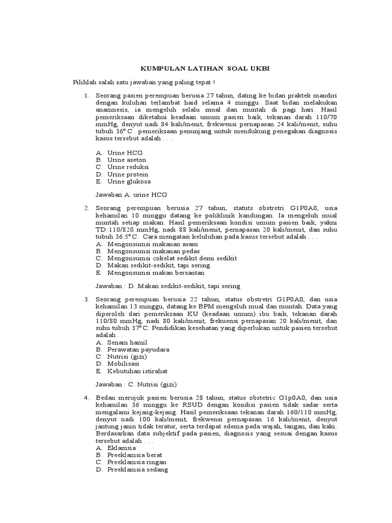 Soal Uji Kompetensi Bidan Indonesia | PDF