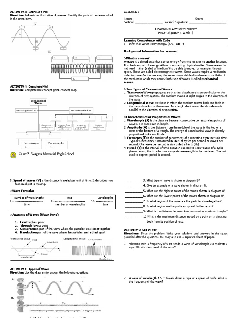 Las Science 7 Q3 Waves | PDF | Waves | Frequency