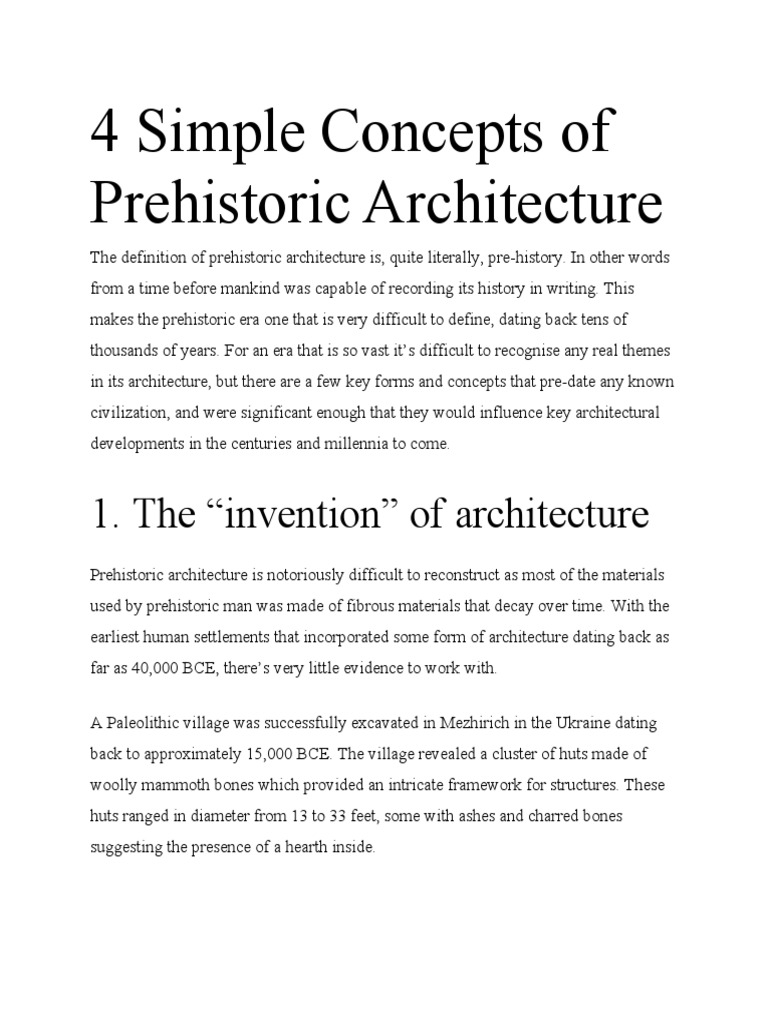 4 Simple Concepts of Prehistoric Architecture | PDF | Paleolithic | Archaeology