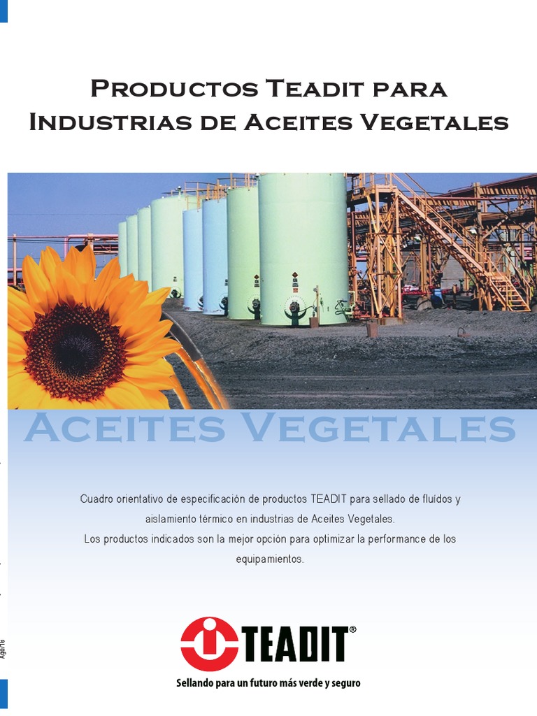Aplicaciones TEADIT en Aceites Vegetales ESP | PDF | Vapor | Agua