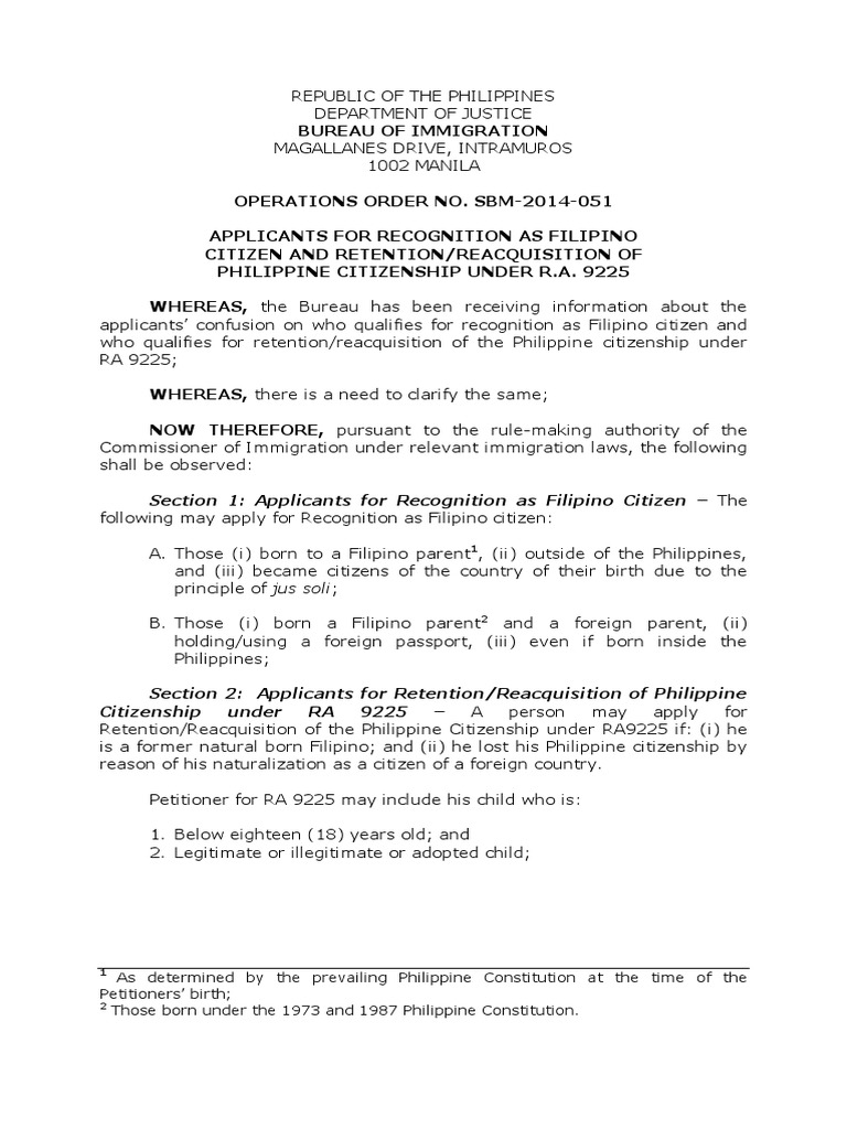 SBM-2014-051 R.A. 9225 and RECOGNITION | PDF | Naturalization | Citizenship