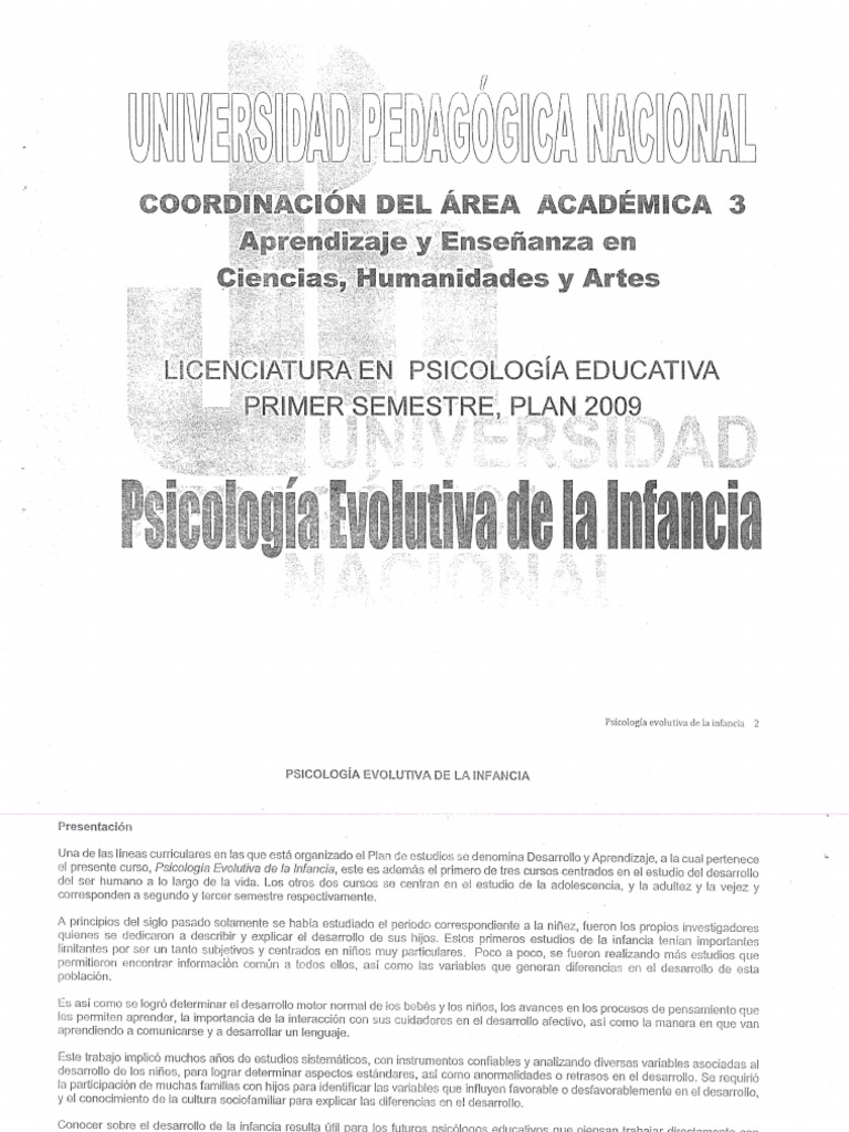Psicologia Evolutiva de La Infancia (ACTUALIZADA 19) Primer Semestre | PDF