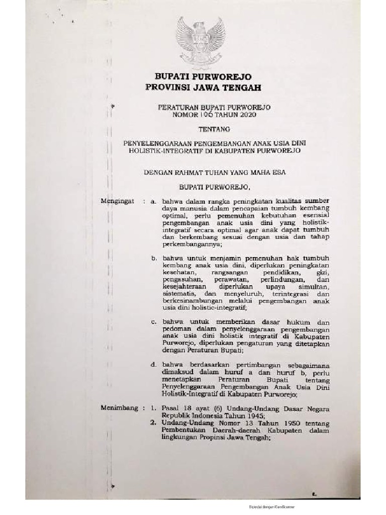 PM 3306 01 1 Perbup Paud Hi 1647934378 | PDF