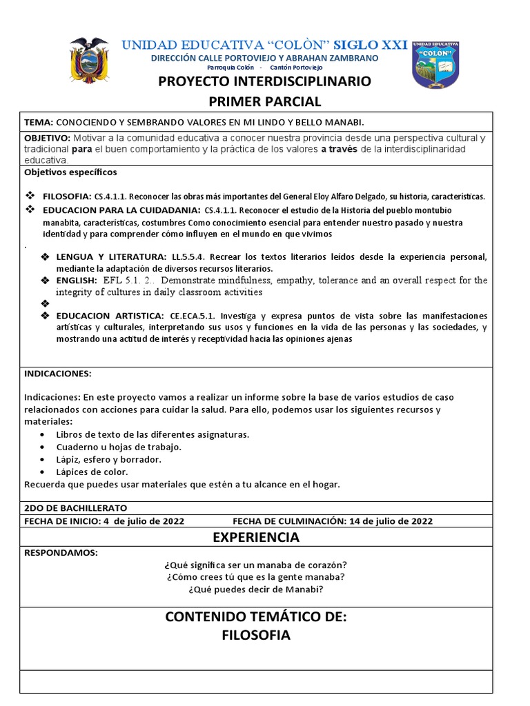 Ficha 2do Bachillerato | PDF