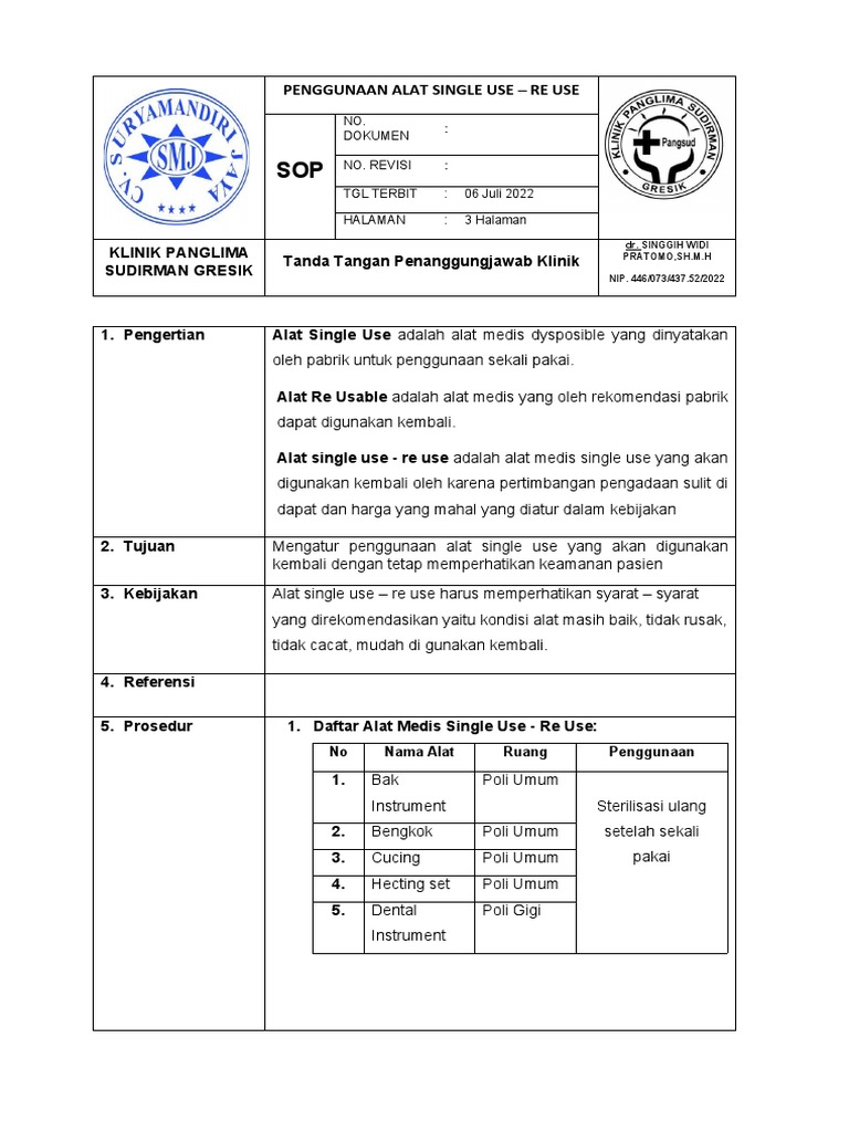RE-USE OF SINGLE USE MEDICAL DEVICES | PDF